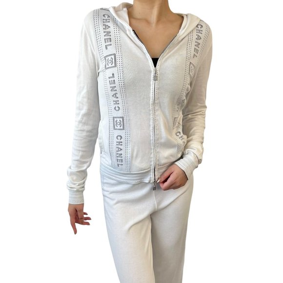 CHANEL | Tops | Chanel Sport Vintage 7c Cc Logo Pants Suits 40 Hoodie ...